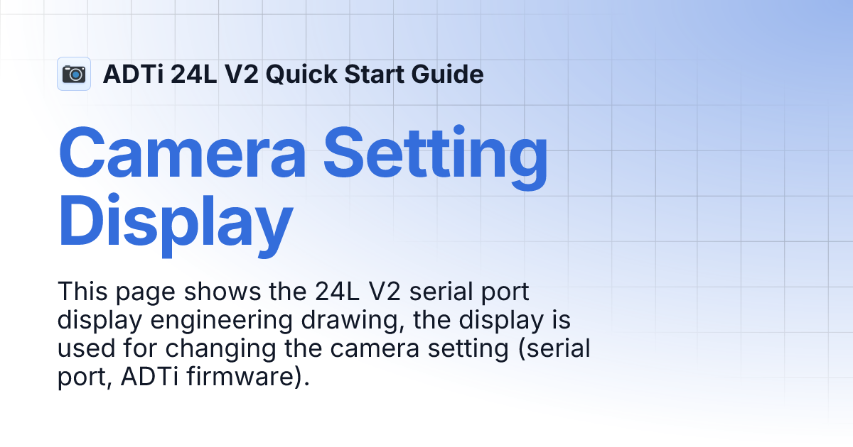 Camera Setting Display | ADTi 24L V2 Quick Start Guide