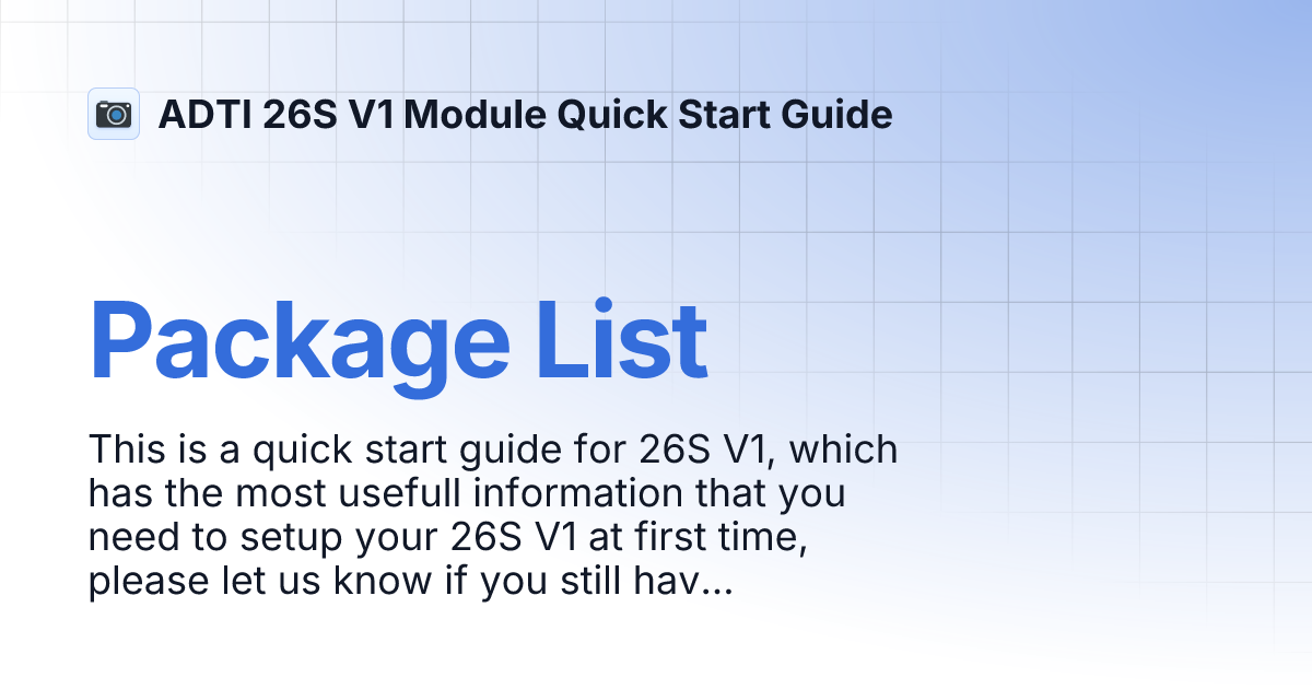 Package List Adti 26s V1 Module Quick Start Guide