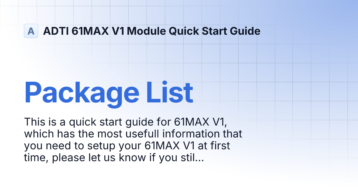 Package List | ADTI 61MAX V1 Module Quick Start Guide